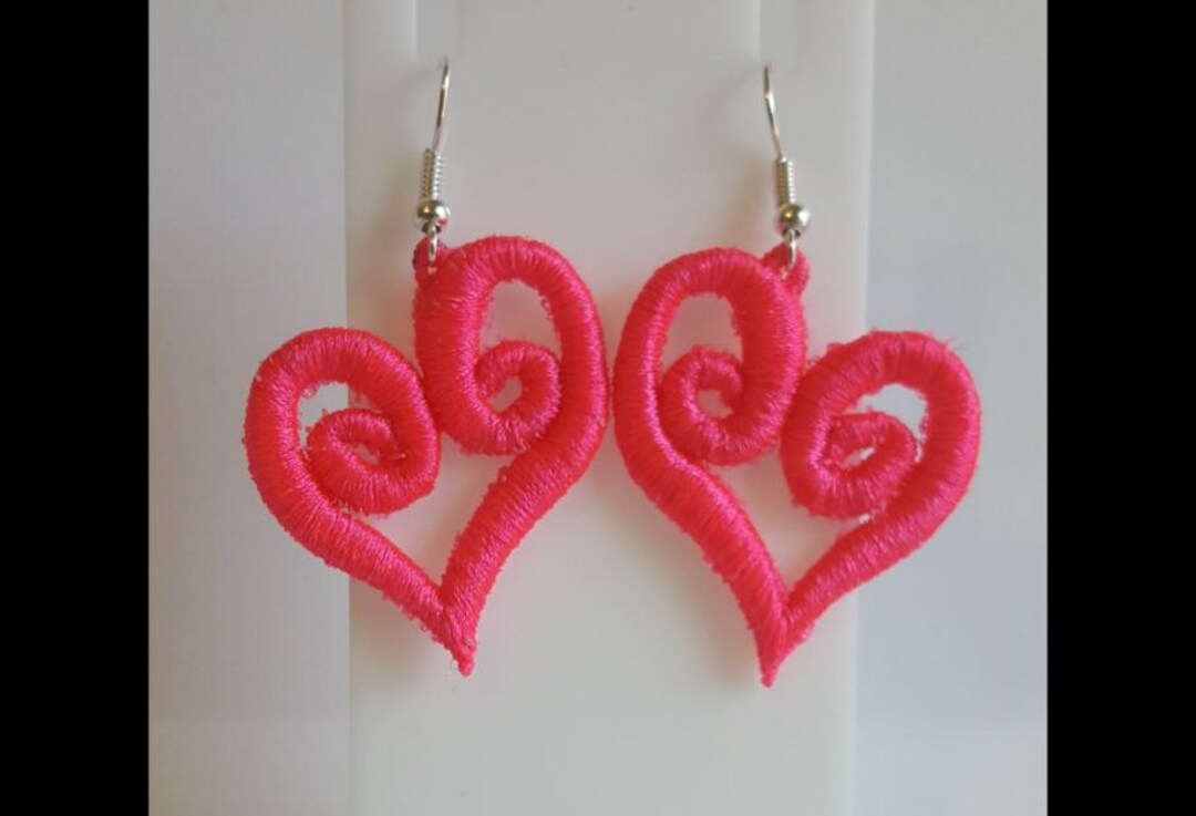 Hearts Puff FSL Earrings Embroidery Design / Machine Embroidery / Free ...
