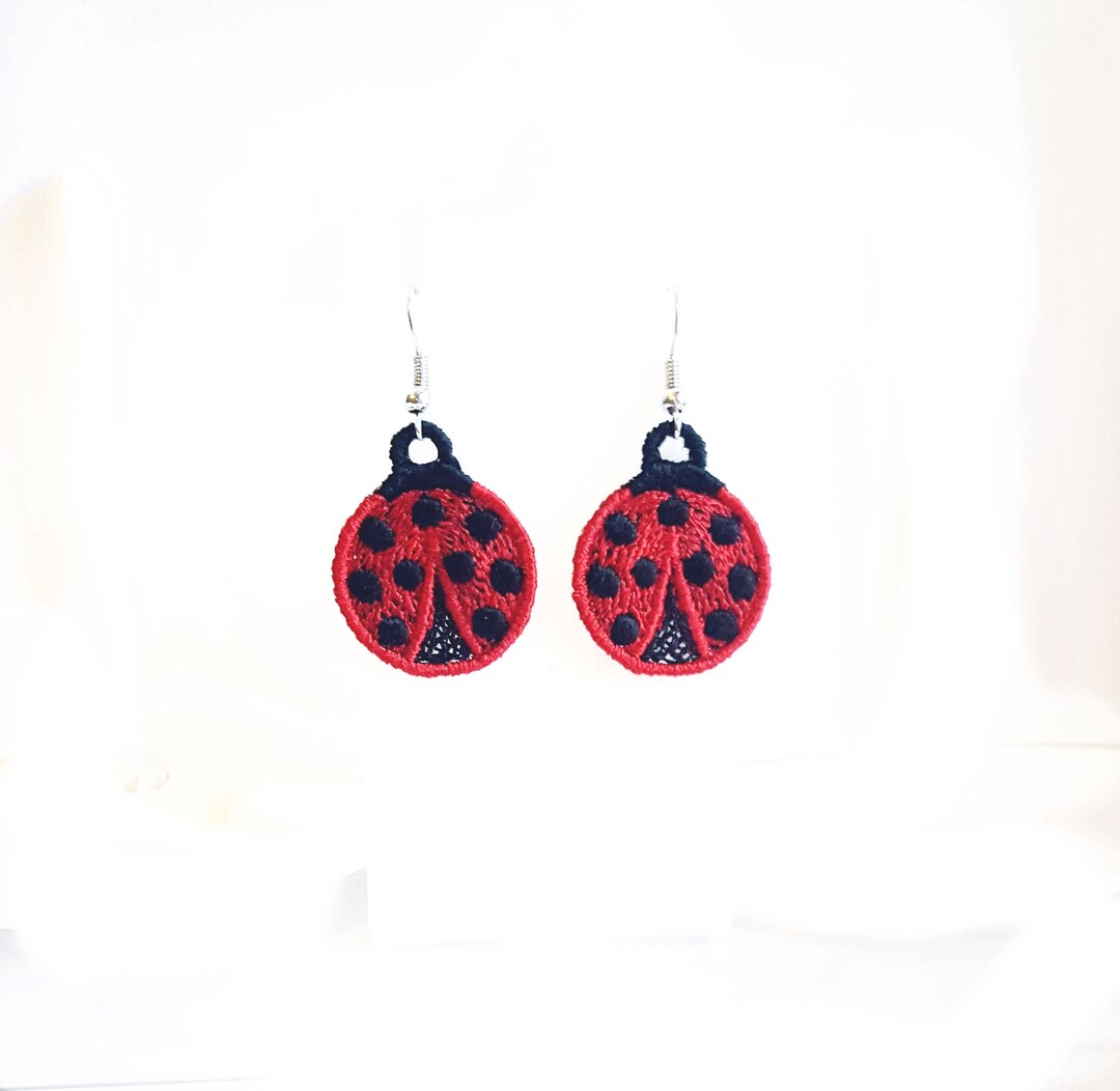 Ladybug Earrings Embroidery Design / Machine Embroidery Design/ FSL ...