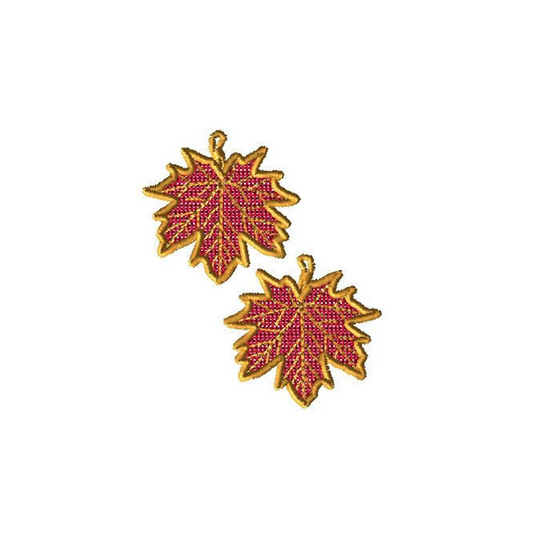 Maple Leaves FSL Earrings/ FSL Earrings/ Machine Embroidery Design ...