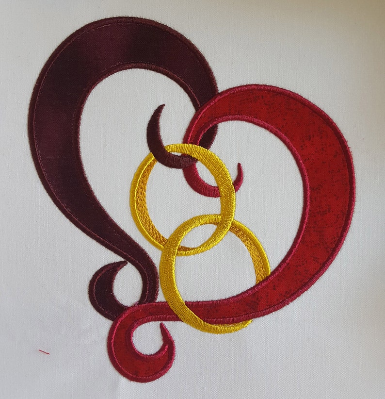One Heart and Wedding Rings Applique Embroidery Design / - Etsy