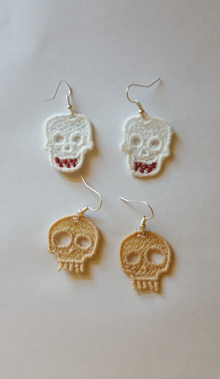 Skull 2 FSL earrings embroidery design / Machine embroidery / | Etsy