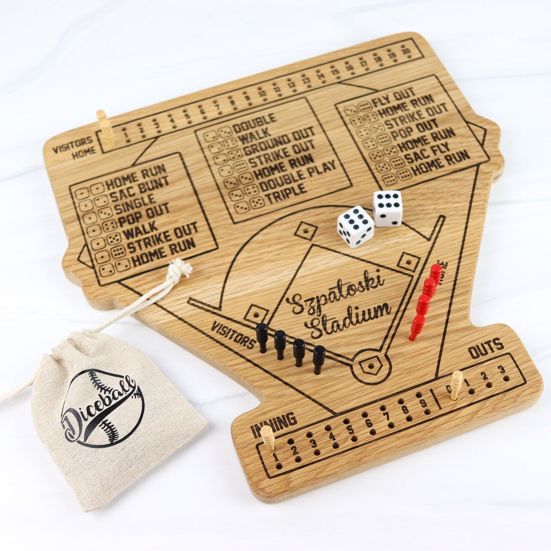 Diceball Dice Baseball Game Personalized Wooden Board Game, Gifts for ...