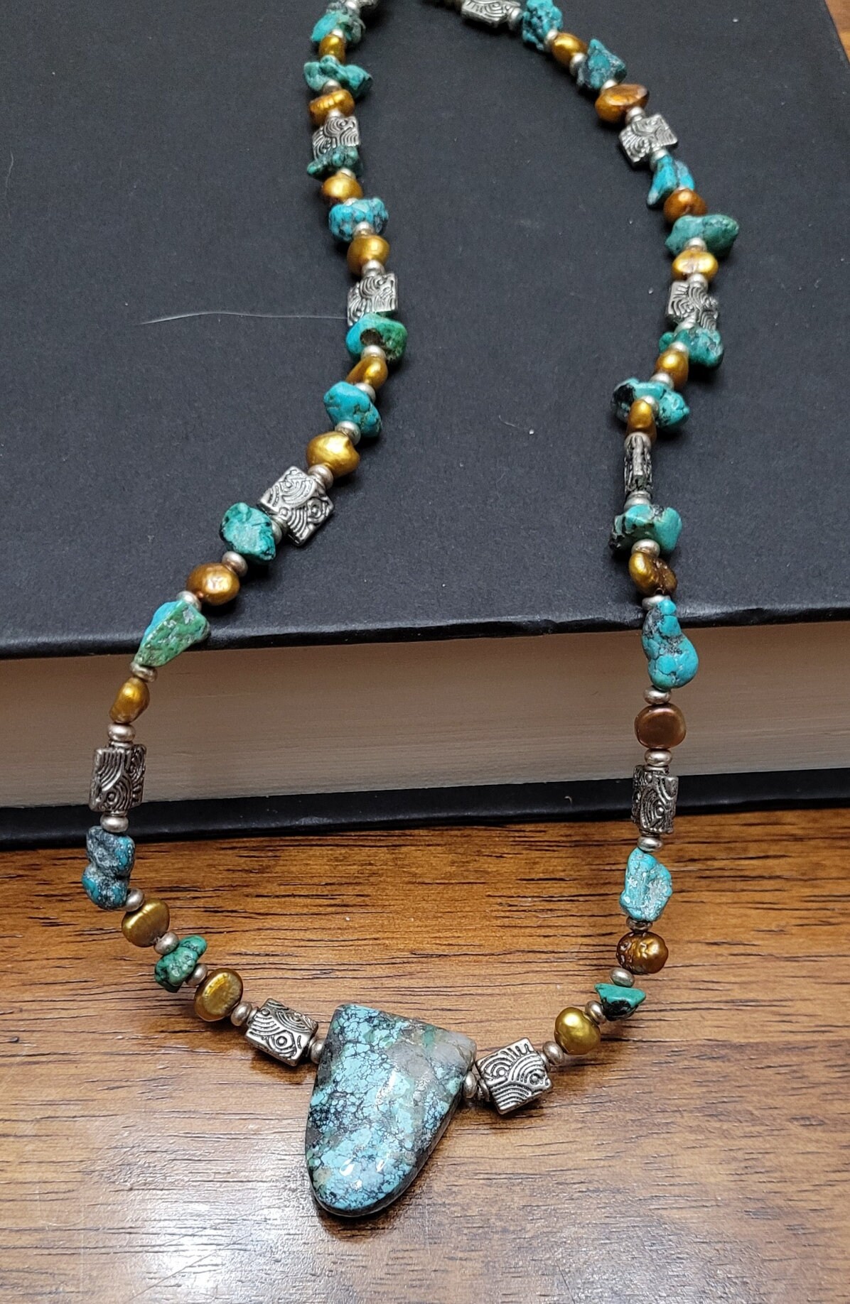 Turquoise and Pearl Necklace - Etsy