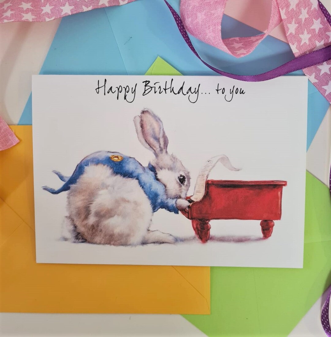 Rabbit Birthday Card- Personalised Rabbit Card for Her & Him- Child's ...