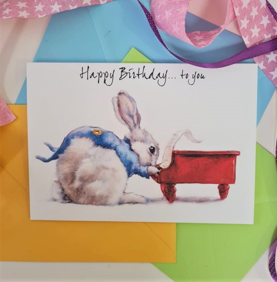 Rabbit Birthday Card Personalised Rabbit Card for Her & Him - Etsy