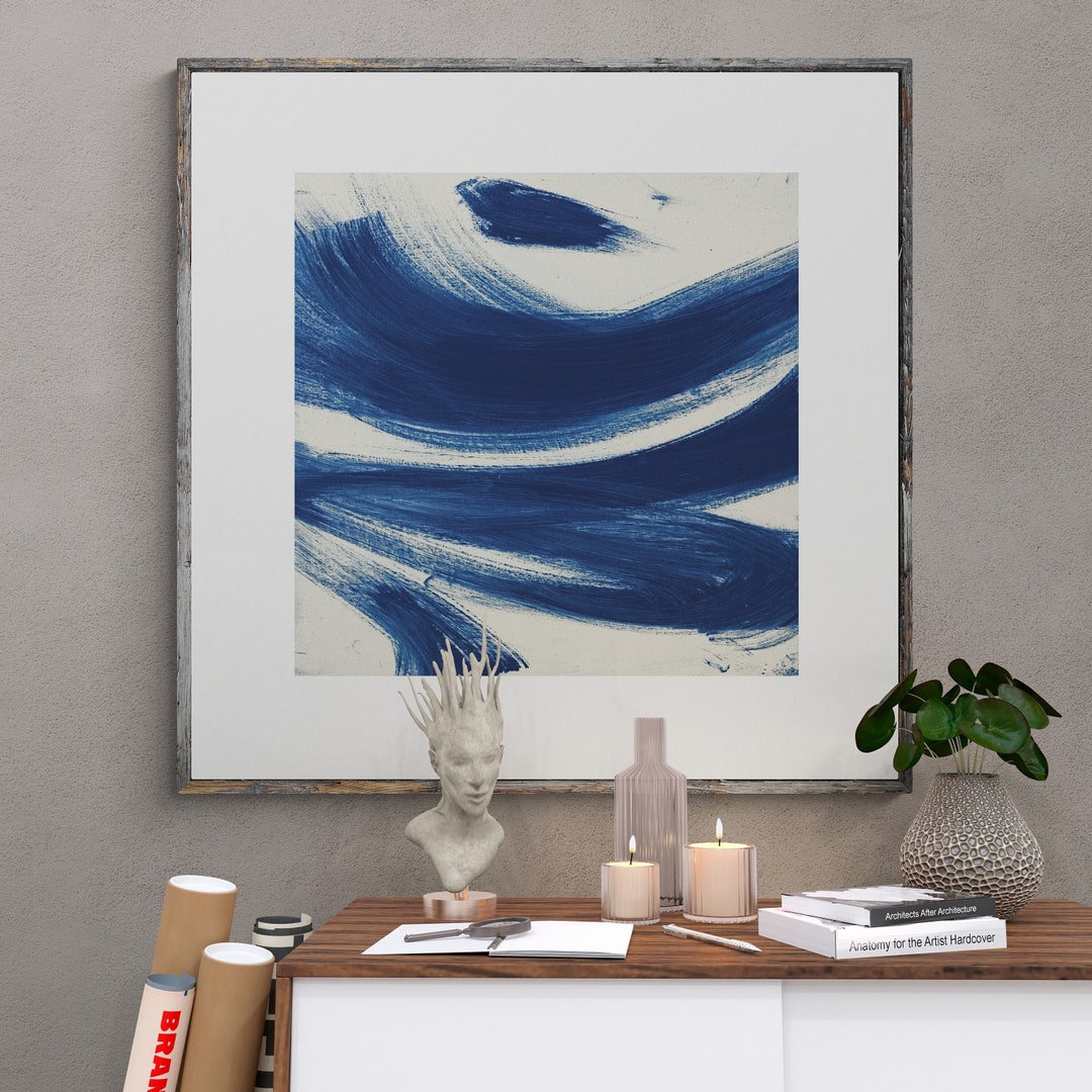 Blue and Neutral Abstract Art Print- Neutral Wall Art- Abstract Art - Etsy