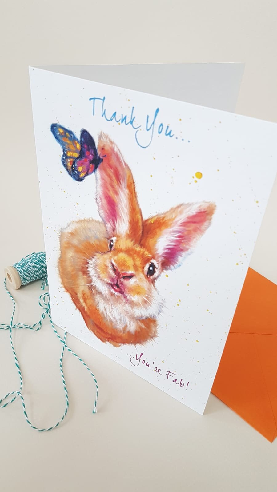 Rabbit Thank You Card Personalised Animal Thank You Card | Etsy