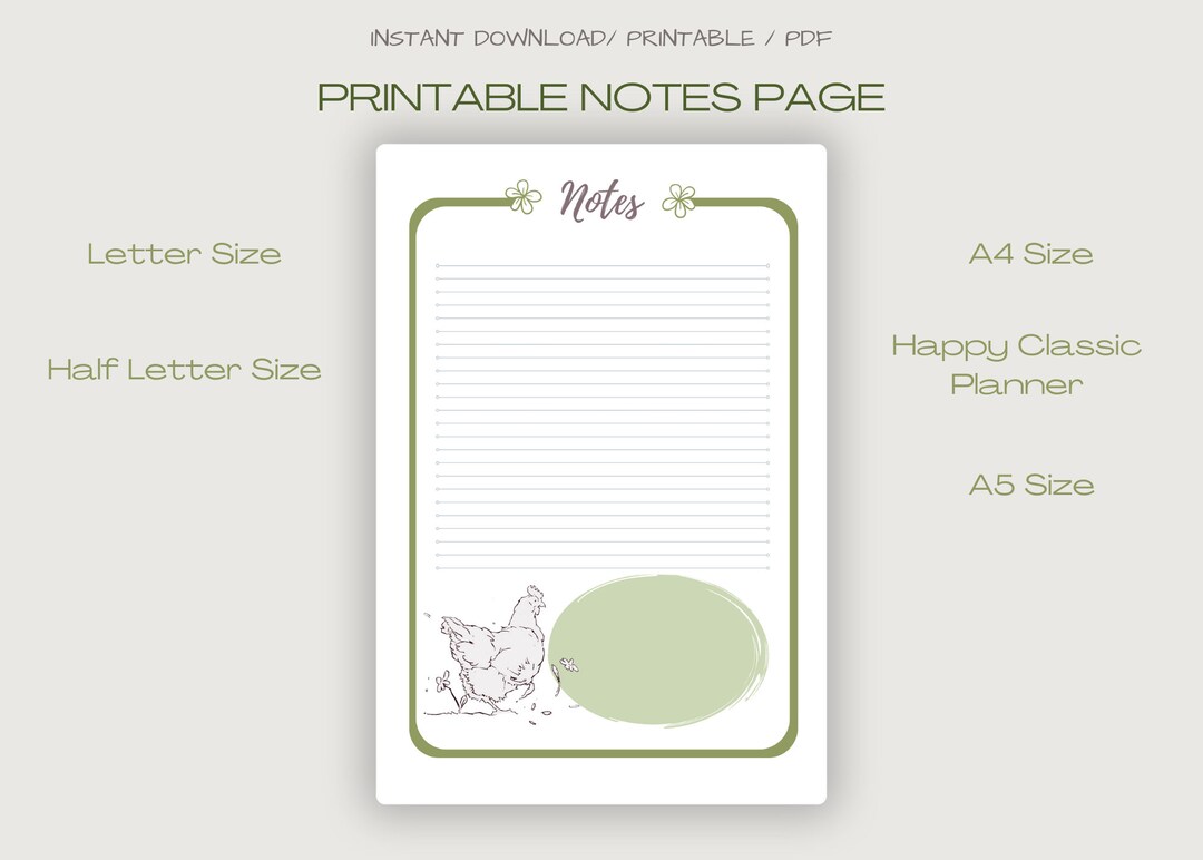 Printable Notes - Chicken Printable Note Page - Printable Note Page ...