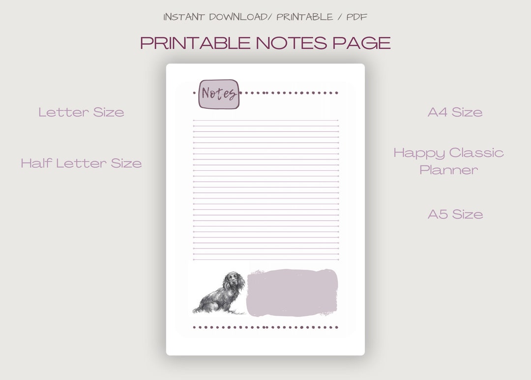 Printable Note Pages Digital Note Pages Spaniel Notelets - Etsy