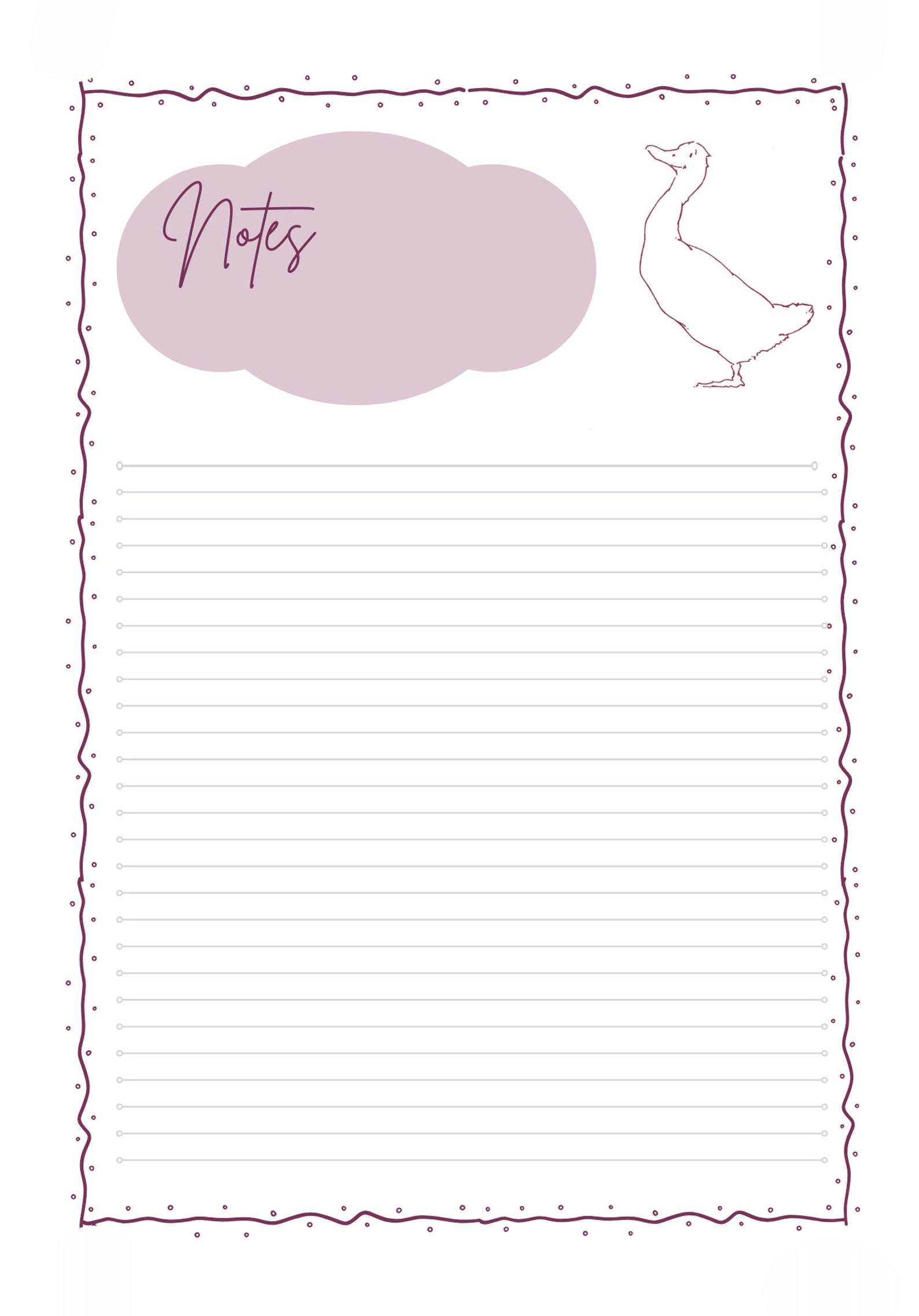 Printable Notes Printable Note Pages Duck Printable Note - Etsy