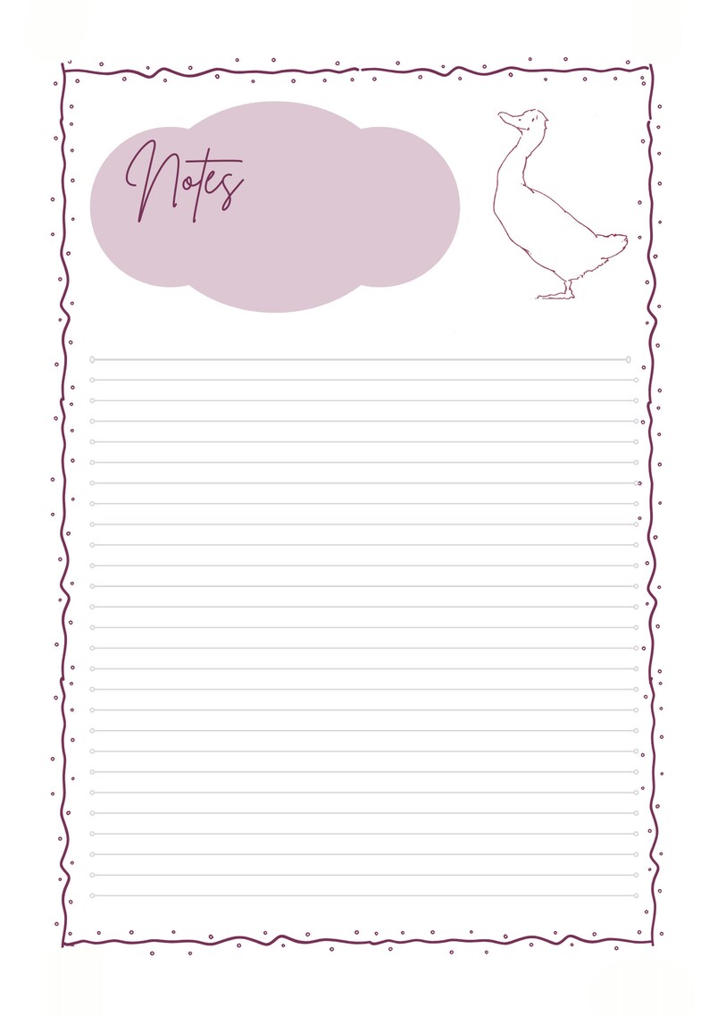 Printable Notes Printable Note Pages Duck Printable Note - Etsy