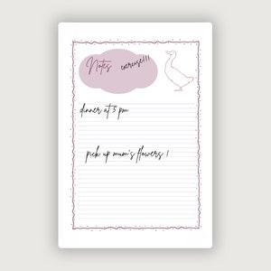 Printable Notes Printable Note Pages Duck Printable Note Pages Digital ...