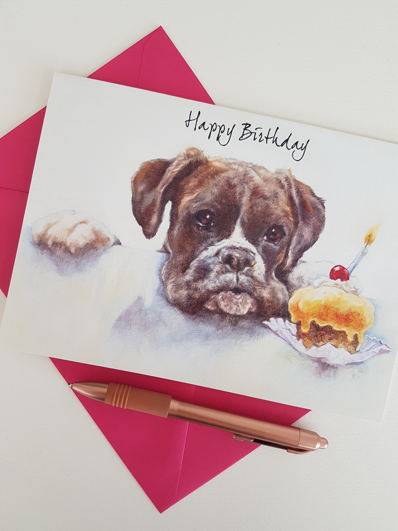 Boxer Dog Birthday Greeting Card Dog Art Card Funny Dog | Etsy