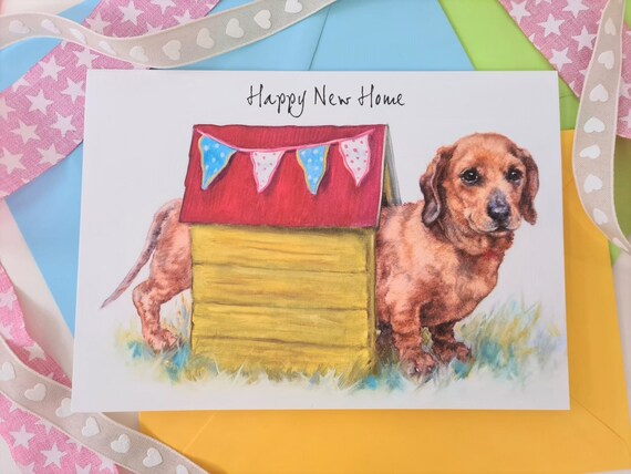 Dachshund Happy New Home Card Personalised Dog Card moving | Etsy