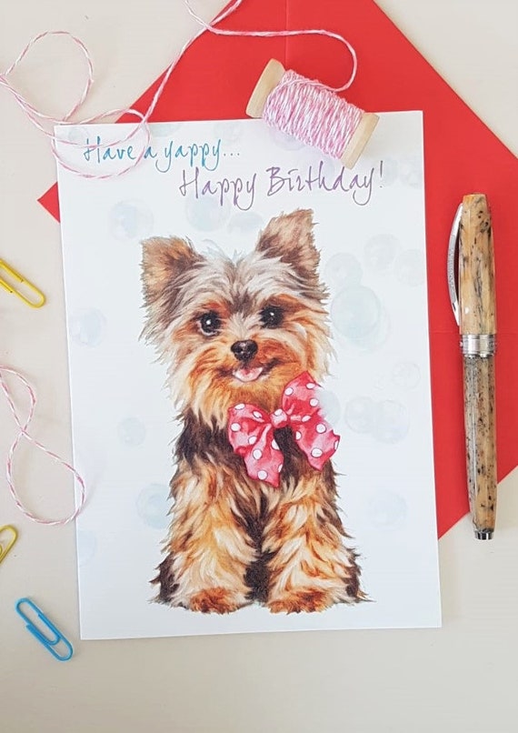 Yorkshire Terrier Birthday Card // yorkie birthday card // yorkie ...