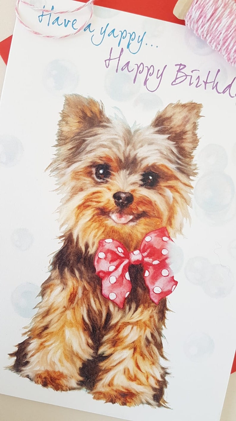 Yorkie Birthday Card Personalised Card cute Terrier Birthday - Etsy