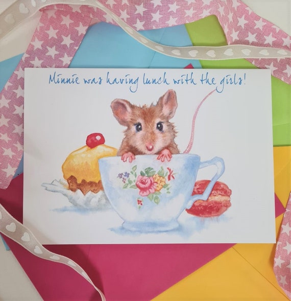 Mouse Birthday Card Personalised Card Animal Card for Her - Etsy