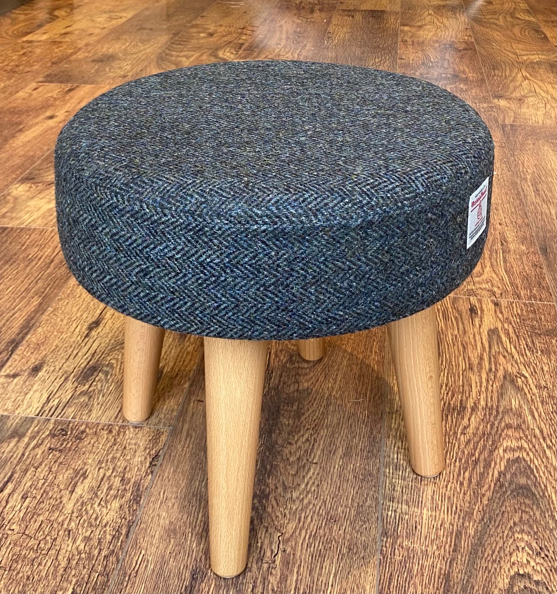 Charcoal Harris Tweed Footstool With Varnished Wooden Legs - Etsy UK