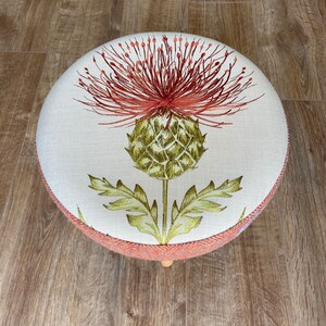 Burnt Orange Embroidered Thistle and Harris Tweed Footstool With ...