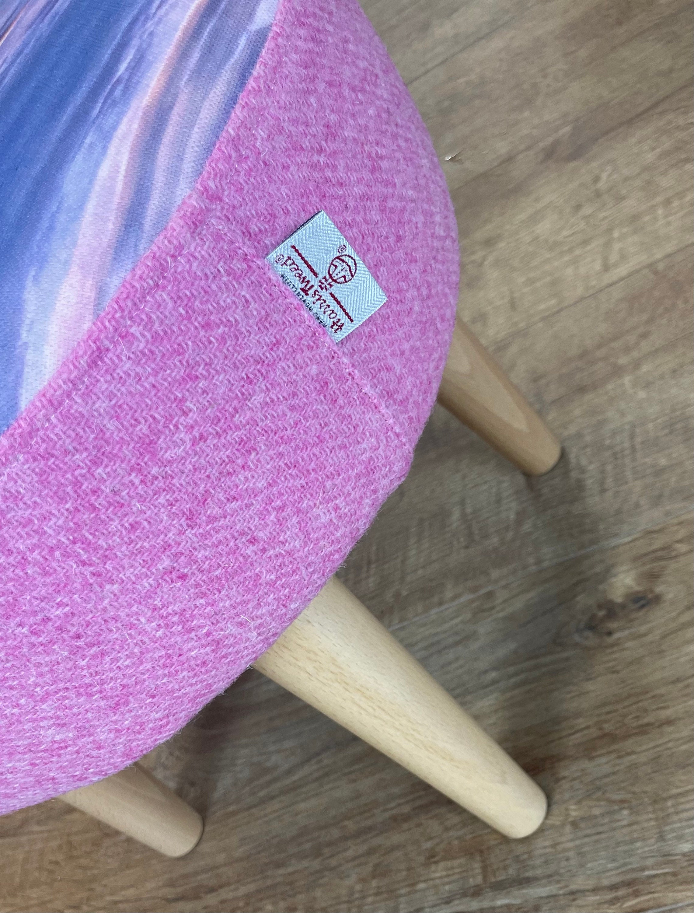 Serenity Linen Footstool With Blush Pink Harris Tweed - Etsy
