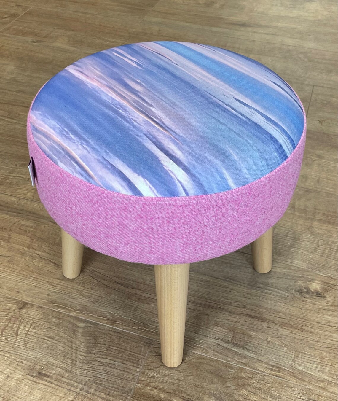 Serenity Linen Footstool With Blush Pink Harris Tweed - Etsy