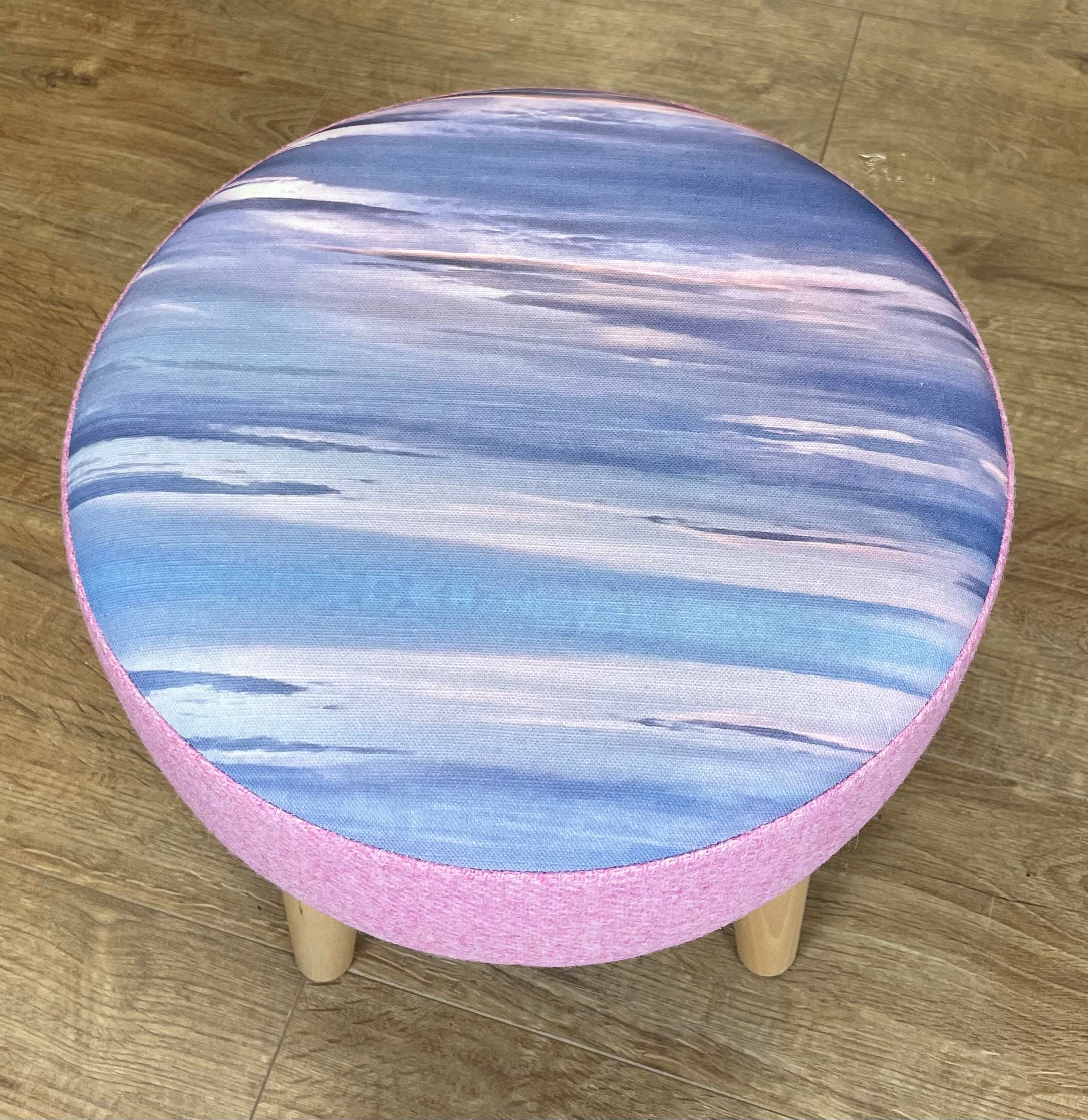 Serenity Linen Footstool With Blush Pink Harris Tweed - Etsy