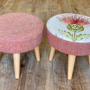 Burnt Orange Embroidered Thistle and Harris Tweed Footstool With ...