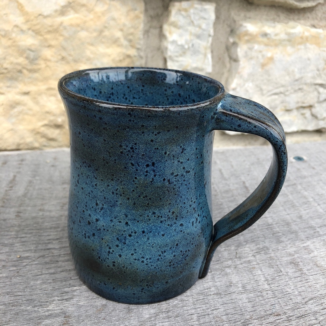 Pottery Mug, Rutile Blue on Dark Clay Wheel Thrown Stoneware Made to ...