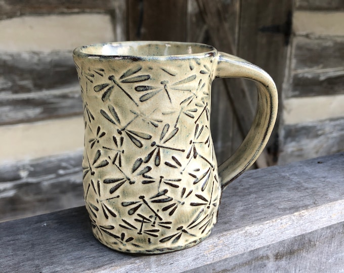 Dragonfly Pottery Mug With Dancing Dragonflies made to Order - Etsy