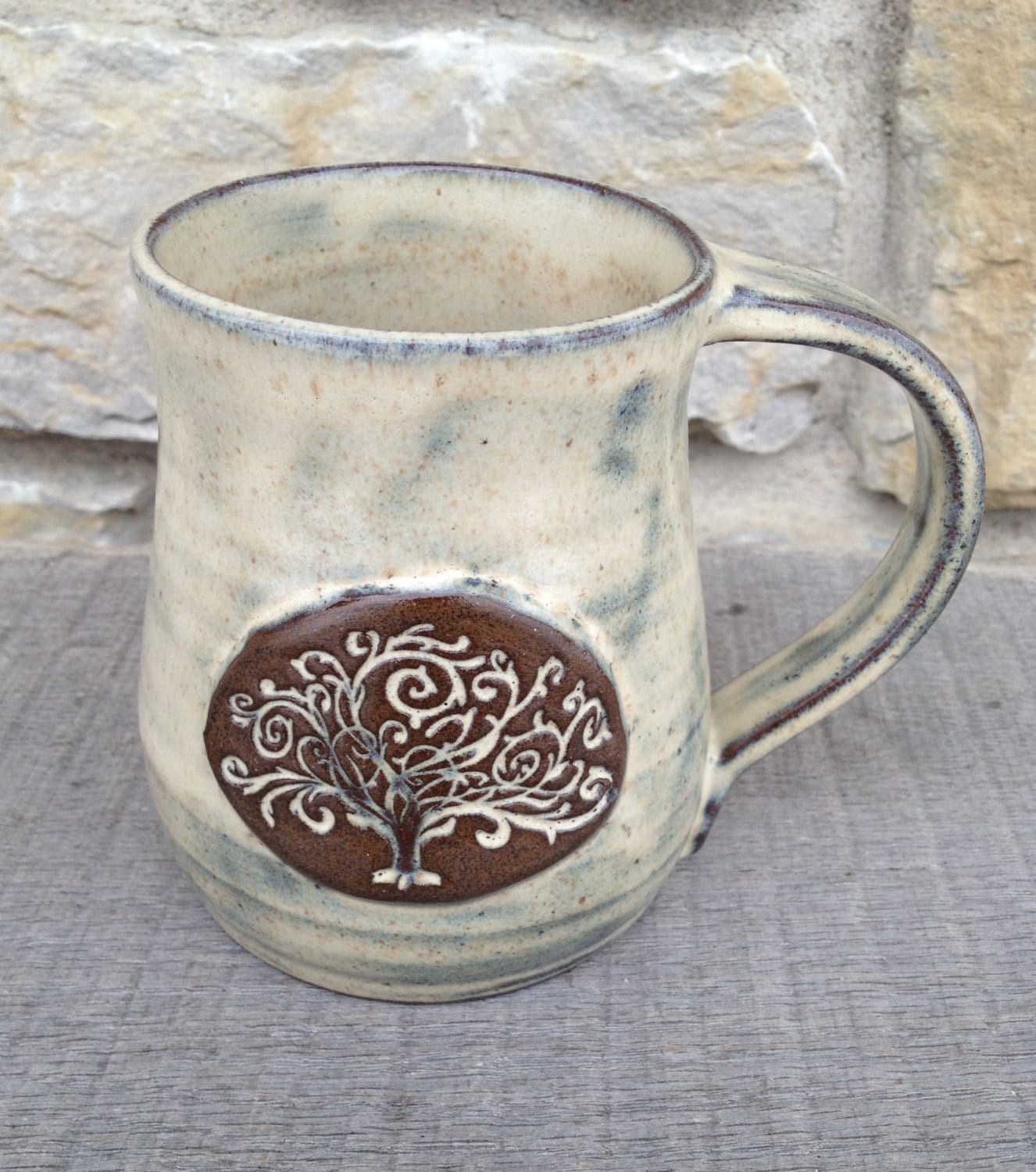 Tree of Life Pottery Mug Set of 4 Made to Order - Etsy