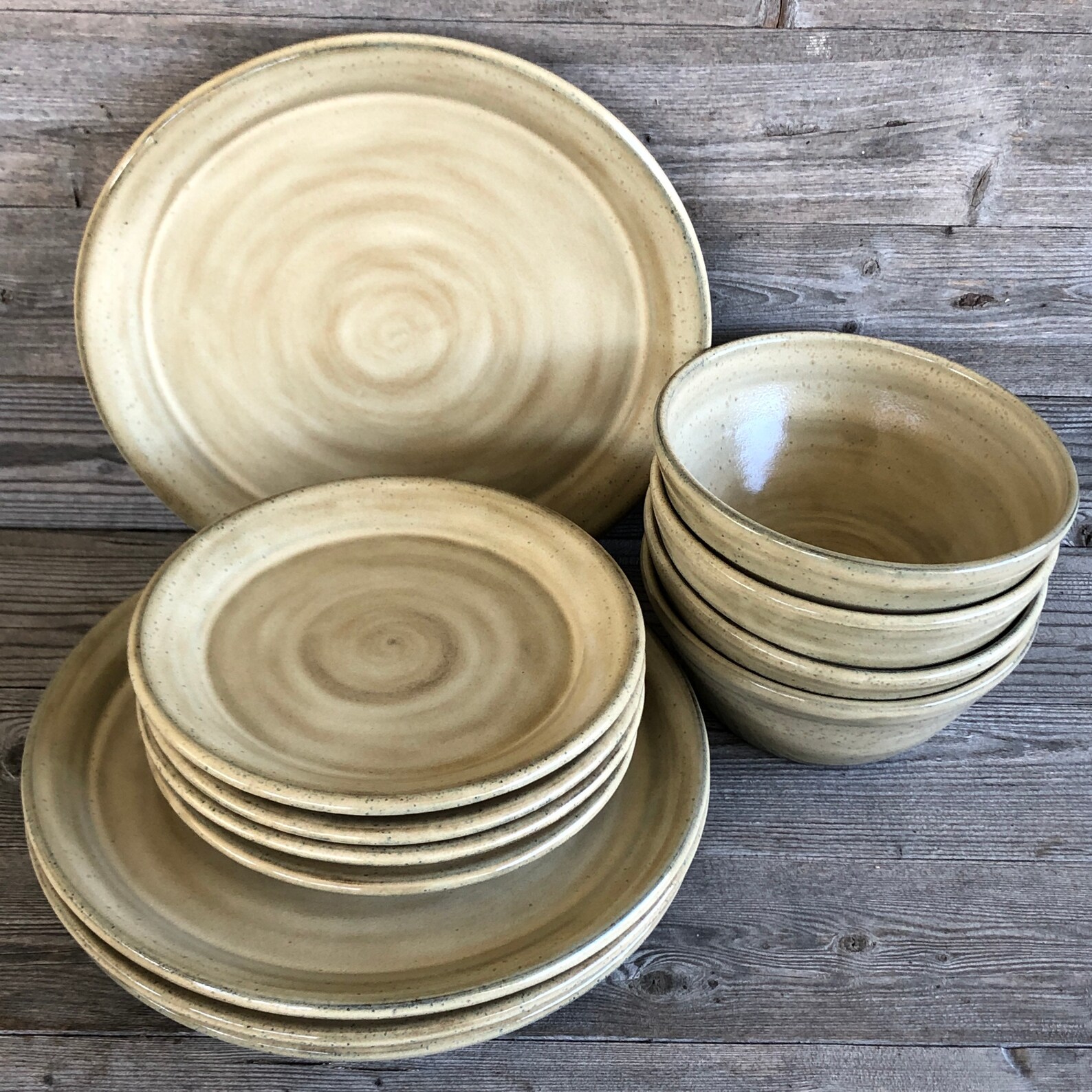 Four Pottery Dinner Plates on Dark Clay Made to Order - Etsy