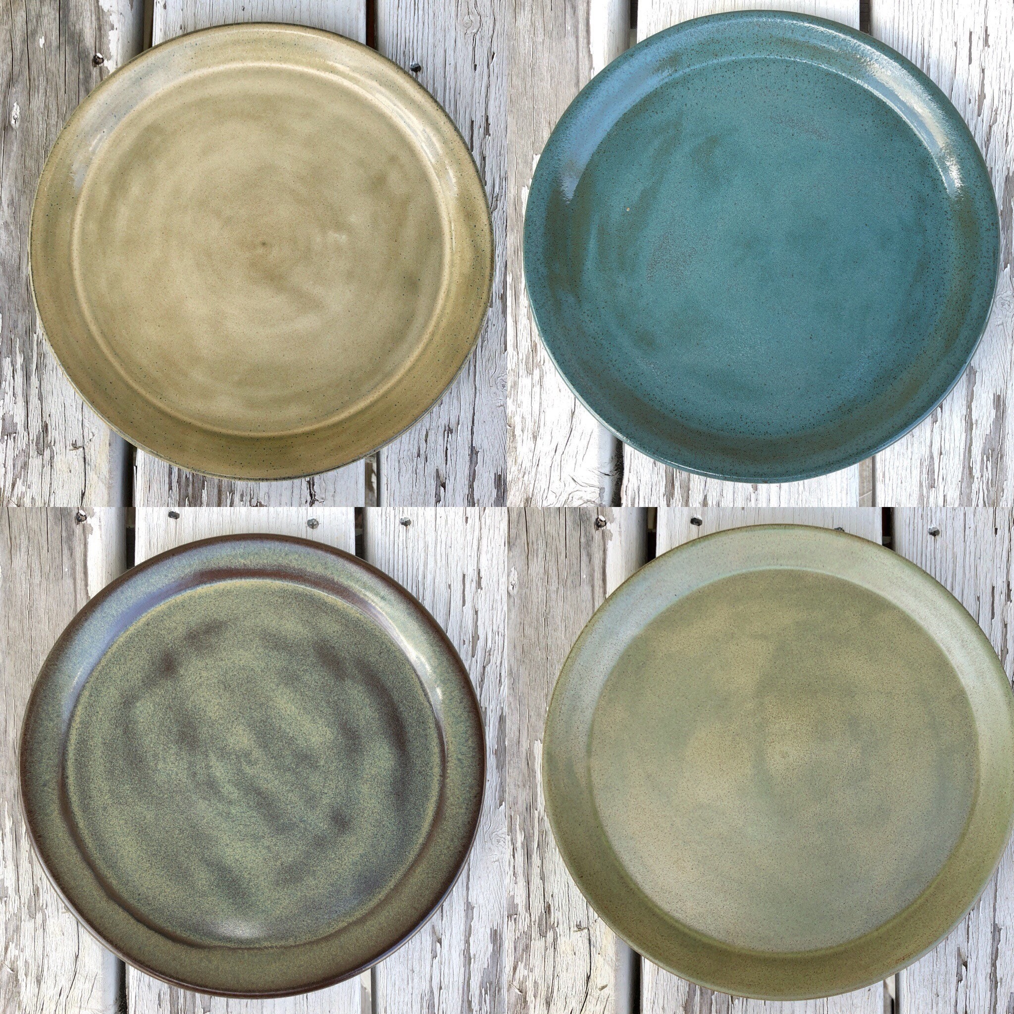 Handmade Pottery Salad Side Plates... Set of Four Mix and - Etsy