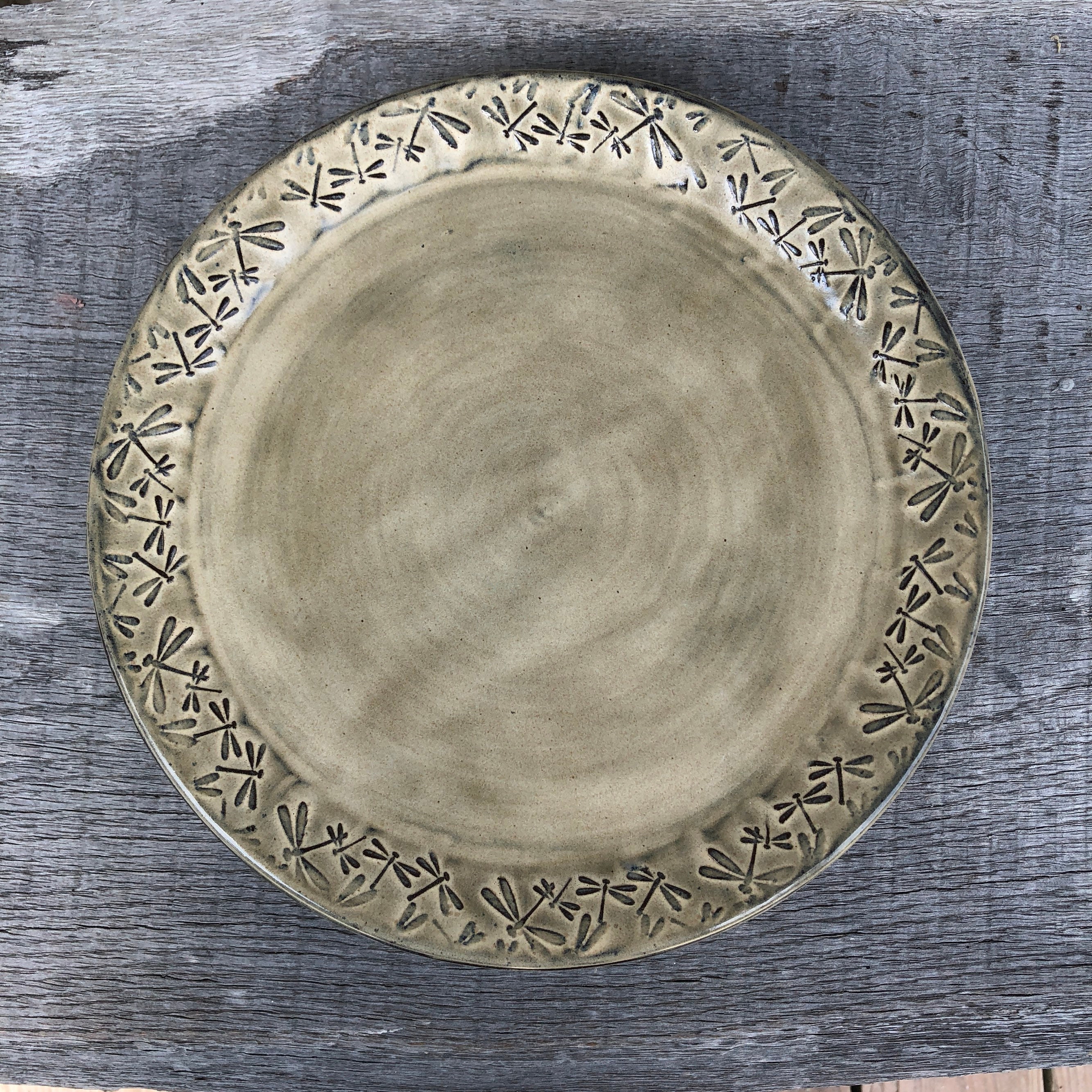 Dragonfly Pottery Plates Embossed With Dancing Dragonflies 2pc | Etsy