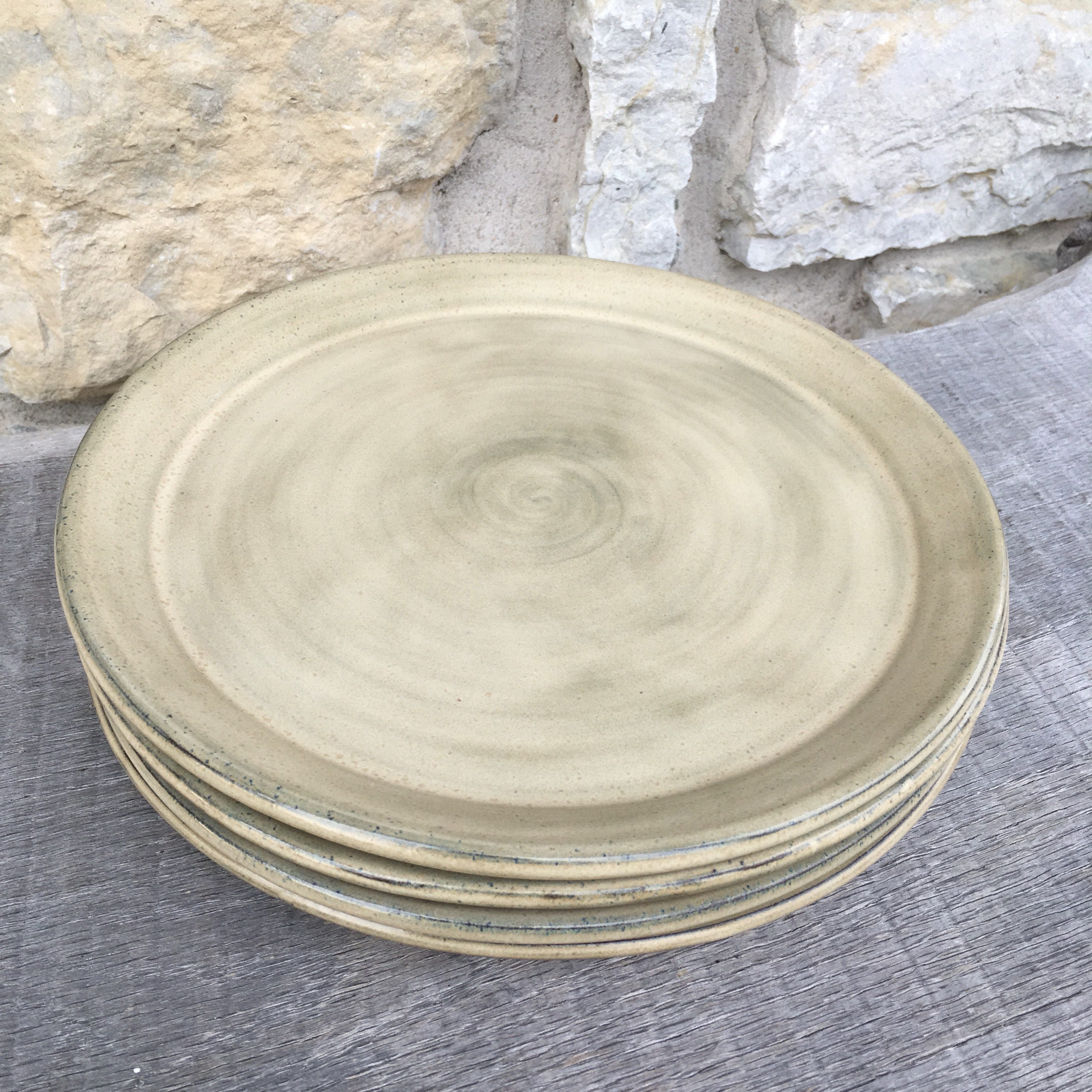 Four Pottery Dinner Plates on dark clay made to order | Etsy