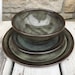 3 Piece Pottery Dinnerware Set in Iron Lustre Handmade Dishes. Made to ...
