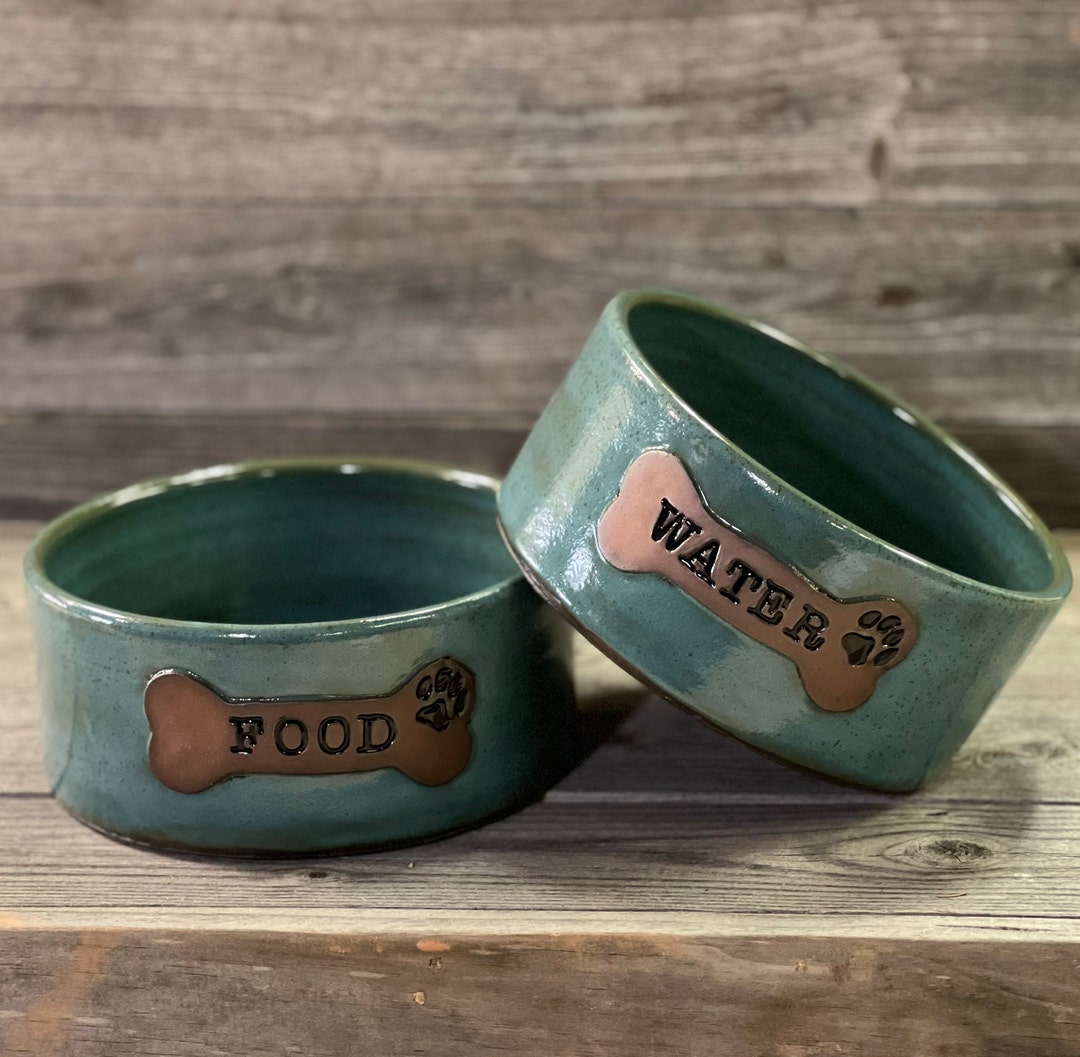 Set of TWO Pottery Dog Dishes, Dog Food and Water Bowls Made to Order ...