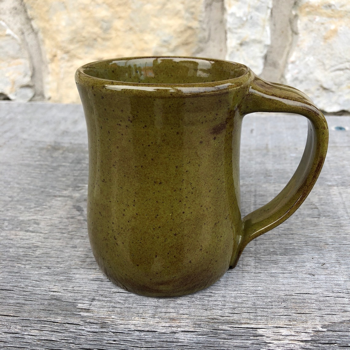 Olive Green Pottery Mug on Dark Clay Handcrafted Mug **made to Order ...