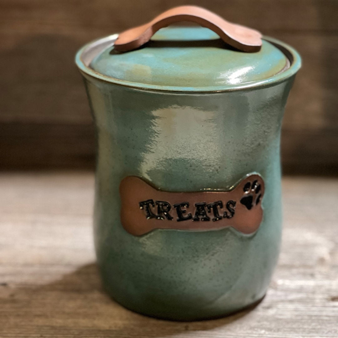 Dog Treat Jar: Personalized Rustic Pottery Pet Canister **made to Order ...