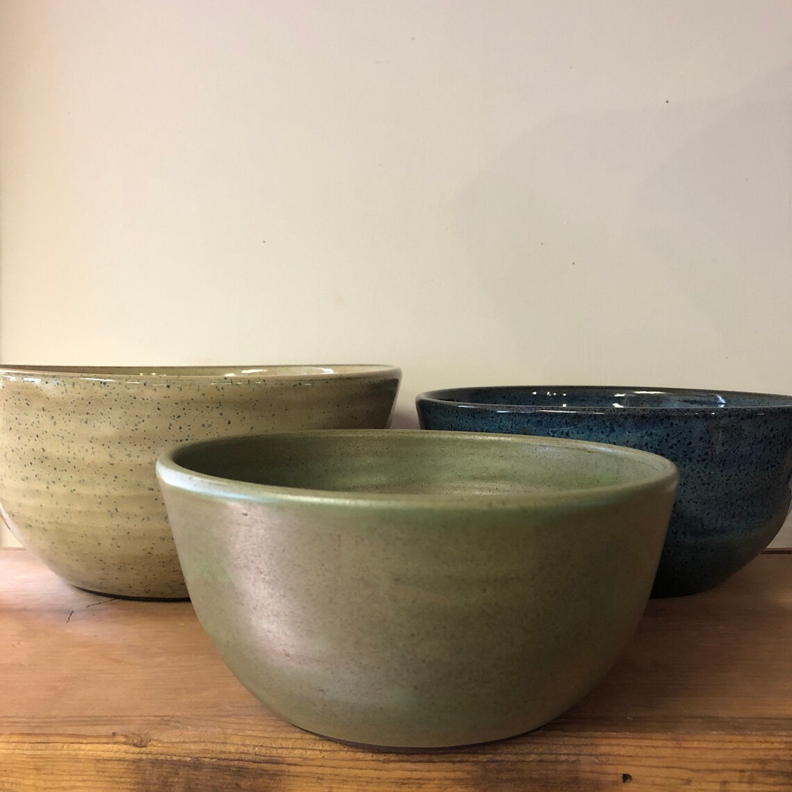 Set of Three Stoneware Pottery Serving or Mixing Bowls made to | Etsy