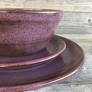 12 Piece Purple Pottery Dinnerware Service for Four. Handmade Pottery ...