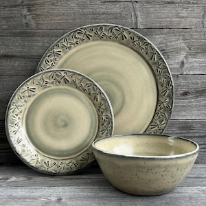 Dragonfly Pottery Dinnerware With Dancing Dragonflies 3pc Set **made to ...