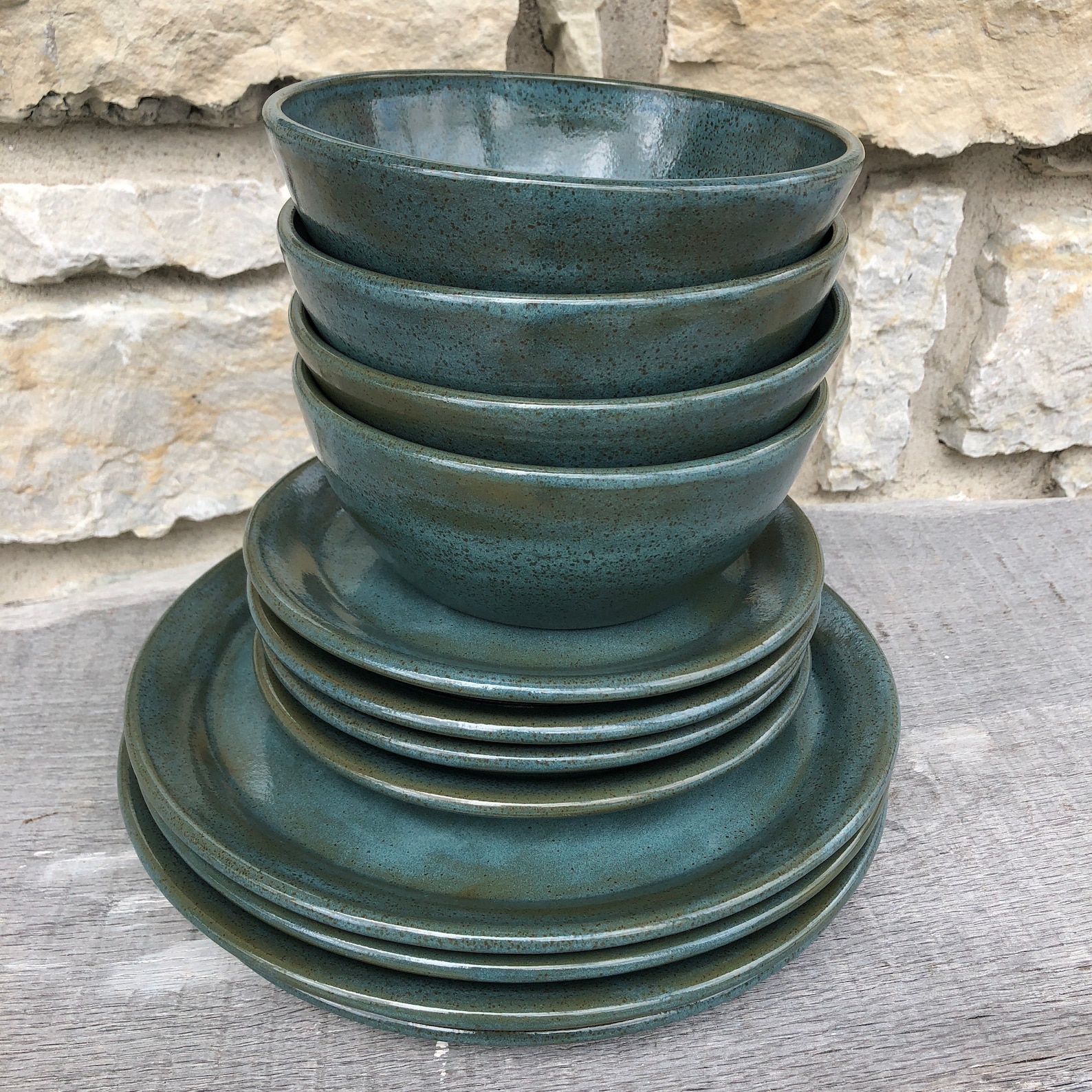 Pottery Dinnerware Service for Four 12pc Handmade Dishes - Etsy