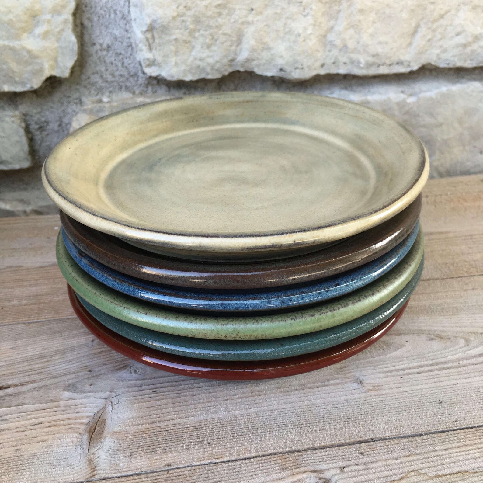 Pottery Salad Plates Set of Six Mix and Match Colors Made to - Etsy