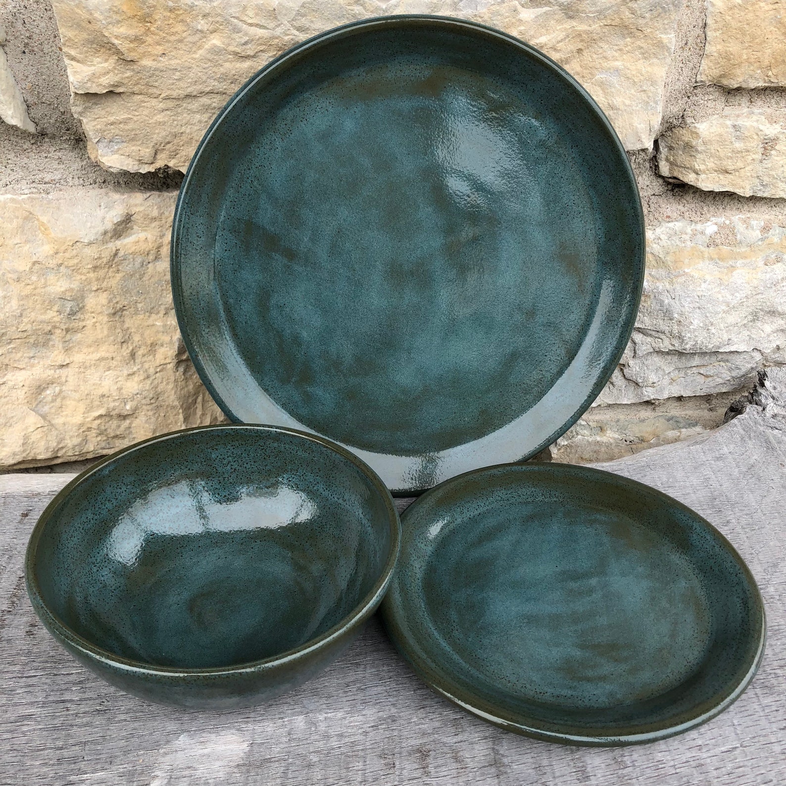 Pottery Dinnerware Service for Four 12pc Handmade Dishes - Etsy