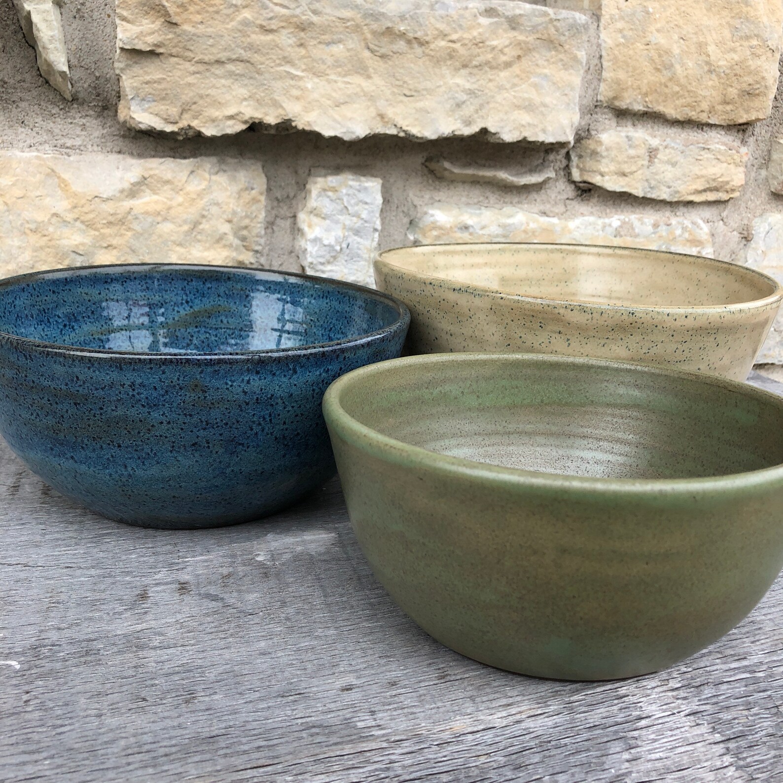 Set of Three Stoneware Pottery Serving or Mixing Bowls **made to Order ...