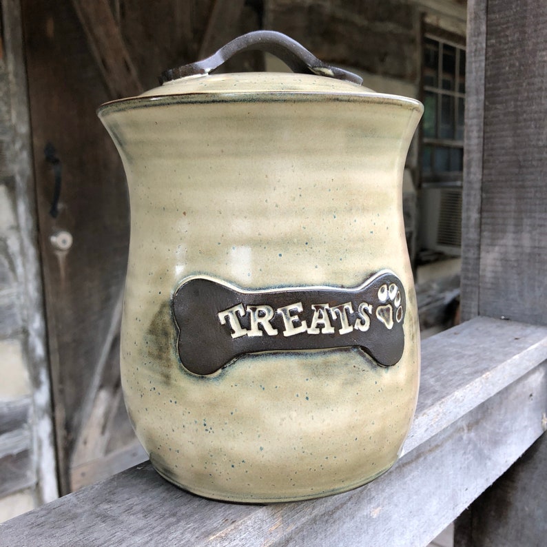 Pottery Dog Treat Jar: Handmade, Personalized Pet Canister **made to ...