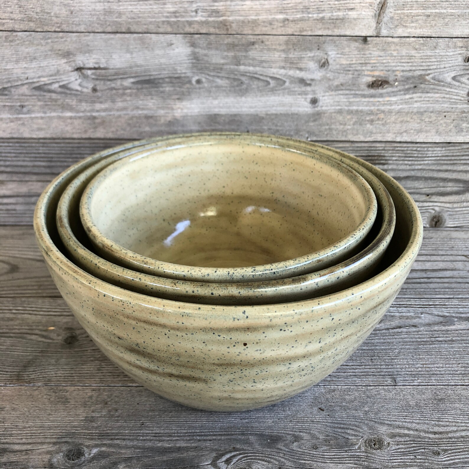 Set of Three Stoneware Pottery Serving or Mixing Bowls Made to Order - Etsy