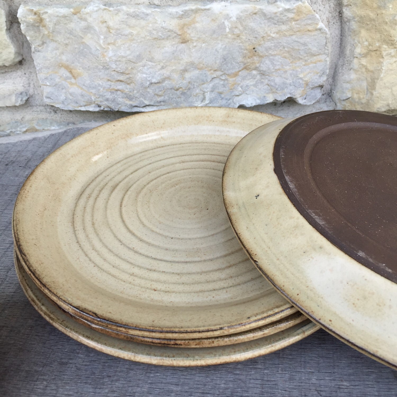Four Pottery Dinner Plates on dark clay made to order | Etsy