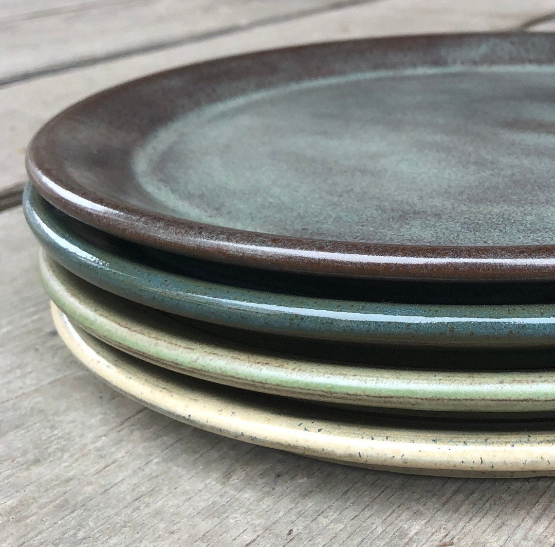 Handmade Pottery Dinner Plates... Set of Four Mix and Match Made to ...