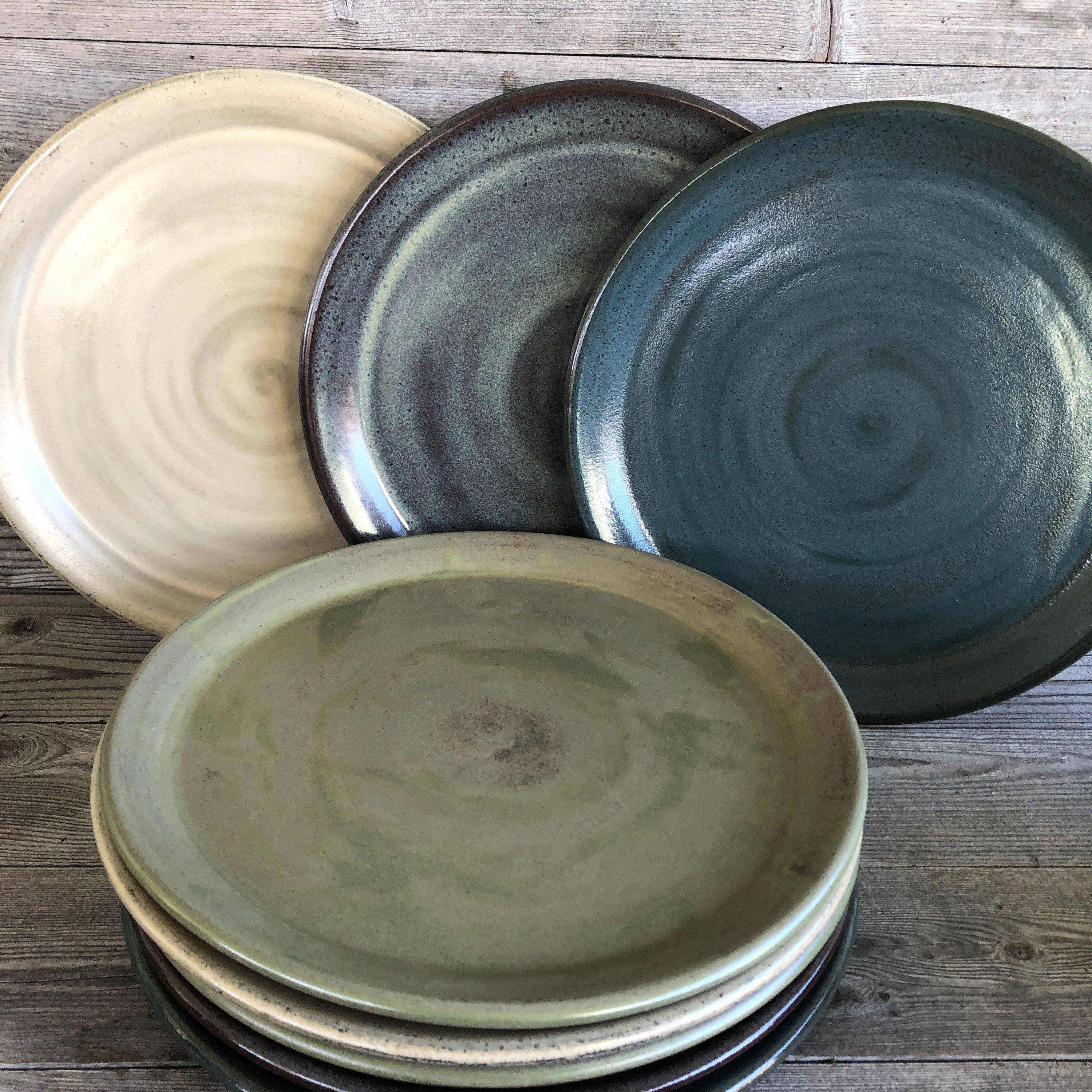 Mixed Glaze Dinnerware Service for Four. Handmade Pottery Dishes ...